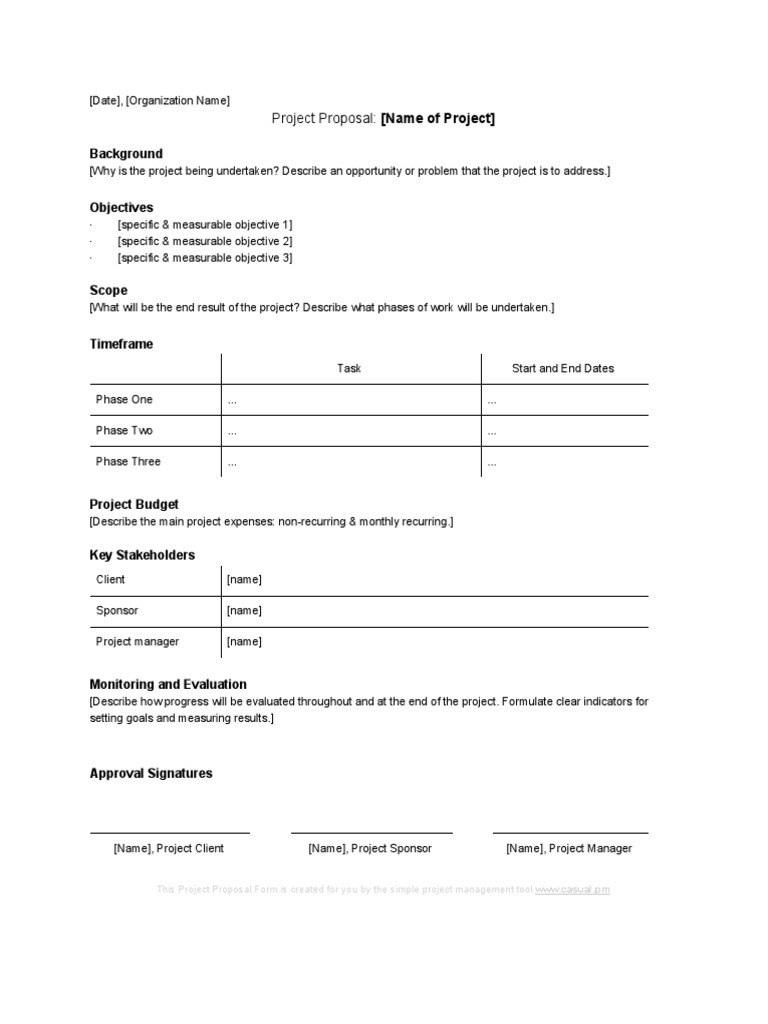 Project Proposal: (Name of Project) : Background | PDF | Project ...