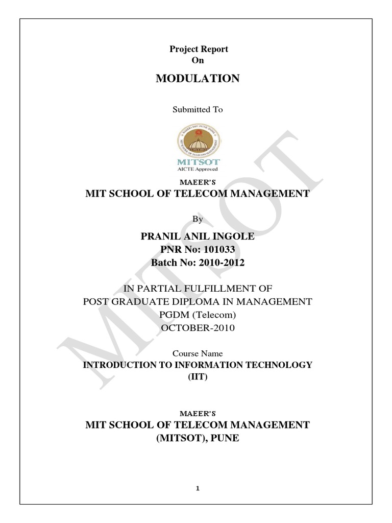 IIT Project Report On Modulation New Main | PDF | Modulation | Frequency Modulation