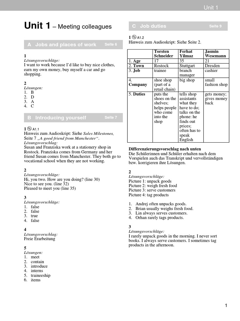 Sales Unit 1 Loesungen PDF | PDF | Business