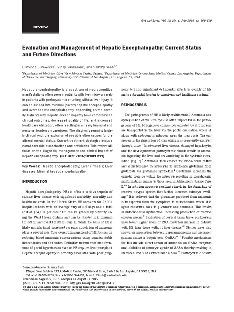 Hepatic Encephalopathy | PDF | Cirrhosis | Liver