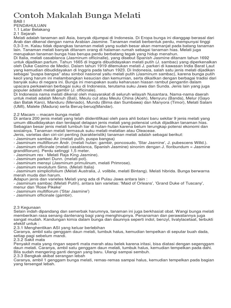 Contoh Makalah Bunga Melati | PDF