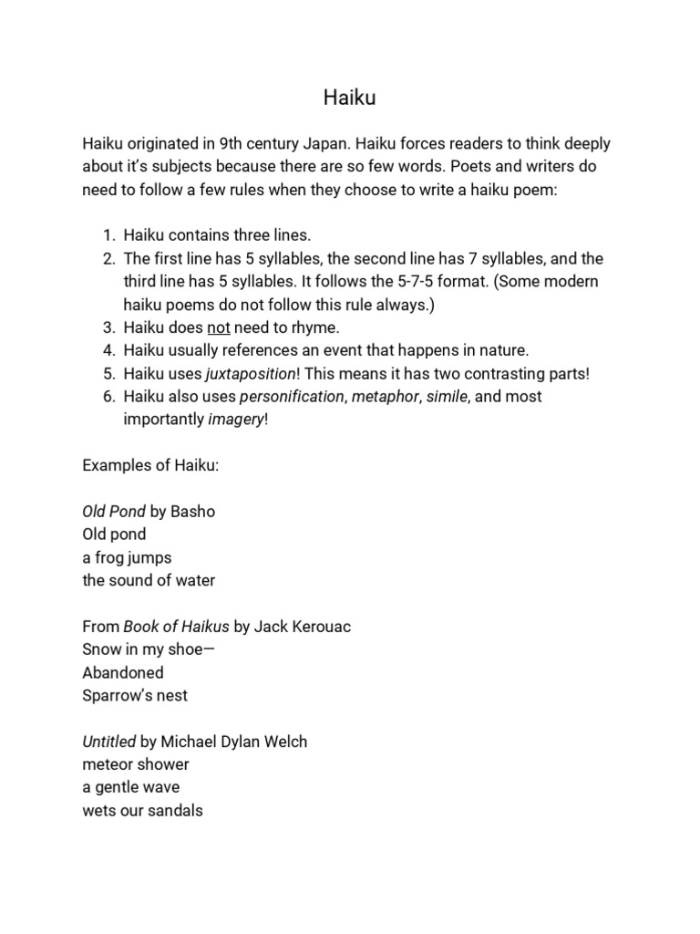 Haiku Handout | PDF