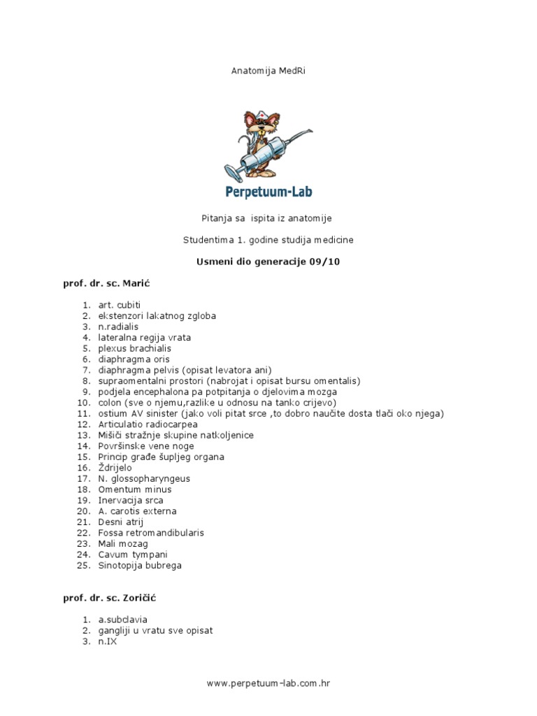 Anatomija MedRi PDF | PDF
