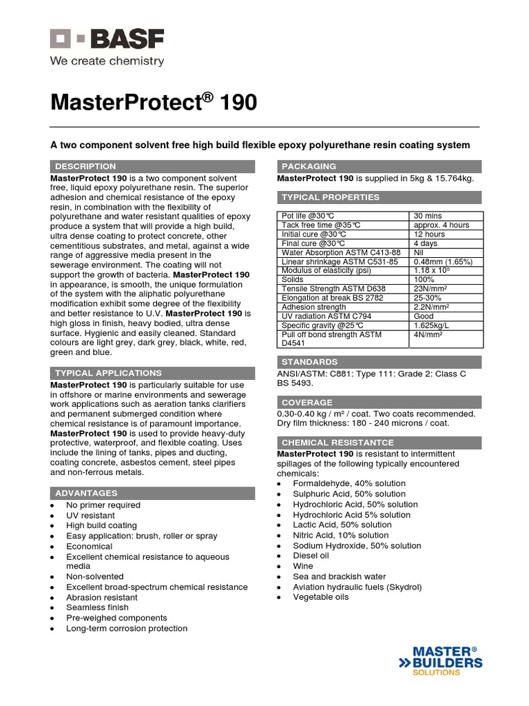MasterProtect® 190 | PDF | Epoxy | Building Engineering