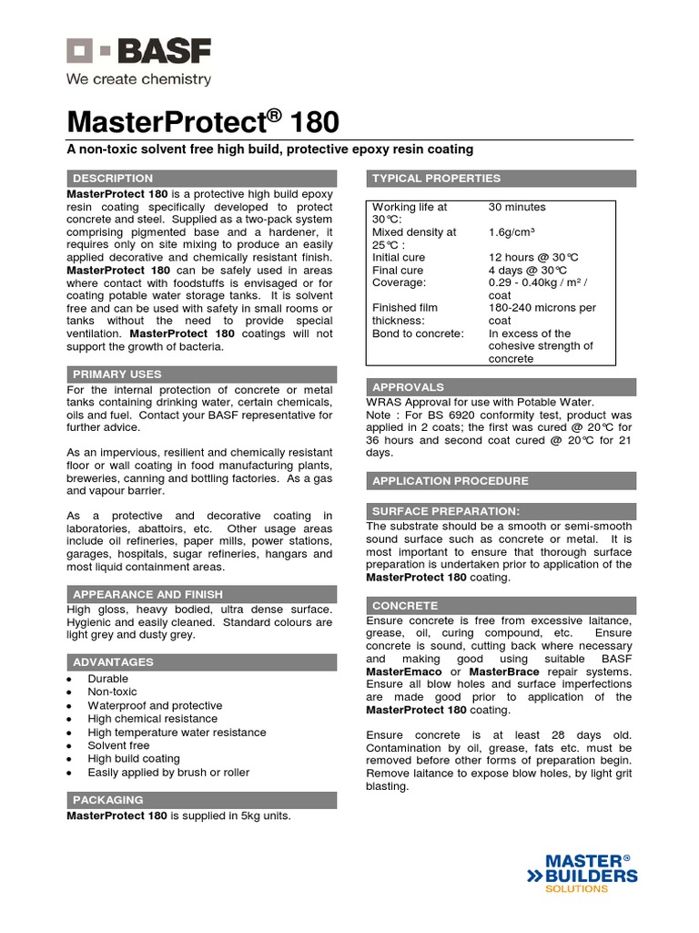 Masterprotect 180: A Non-Toxic Solvent Free High Build, Protective ...