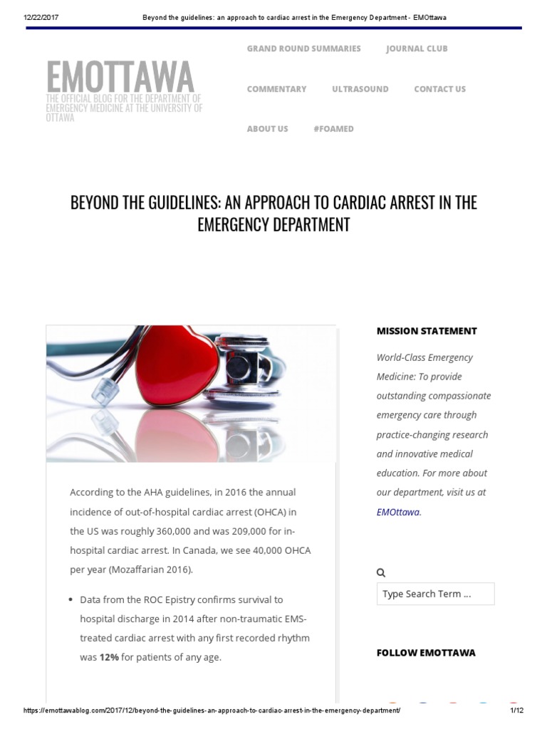 Beyond The Guidelines - An Approach To Cardiac Arrest in The Emergency ...
