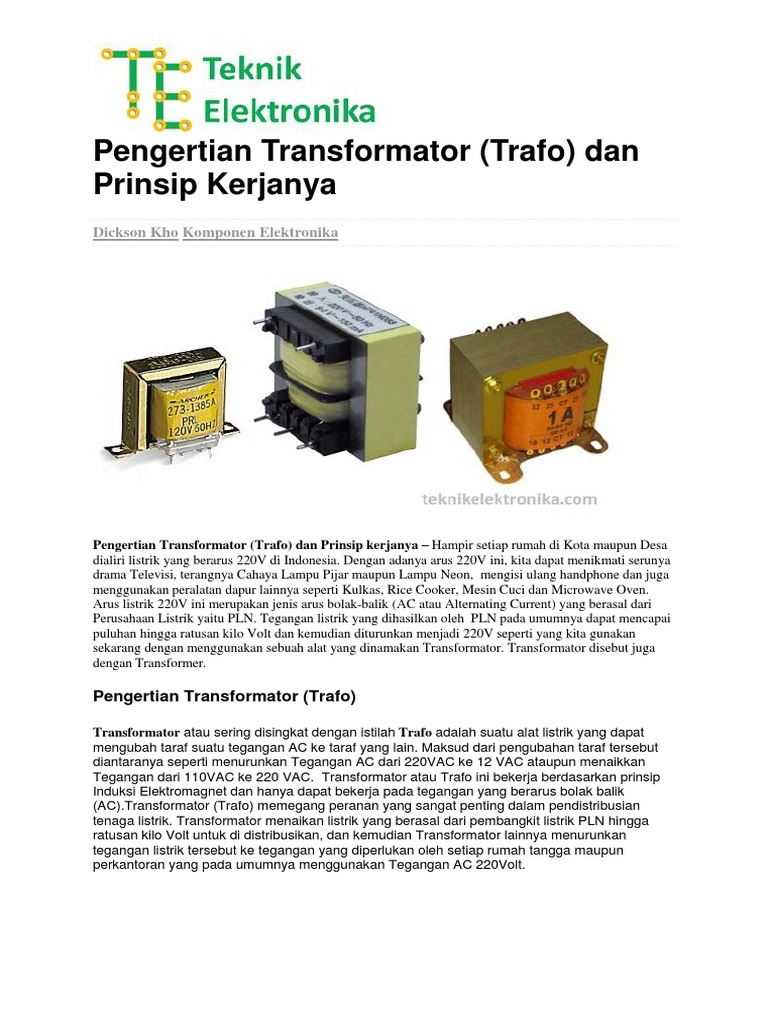 Transformator: Pengertian dan Prinsip Kerja | PDF