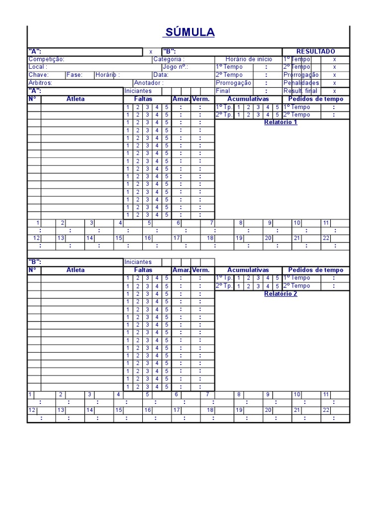 Sumula de Futsal | PDF | Esportes