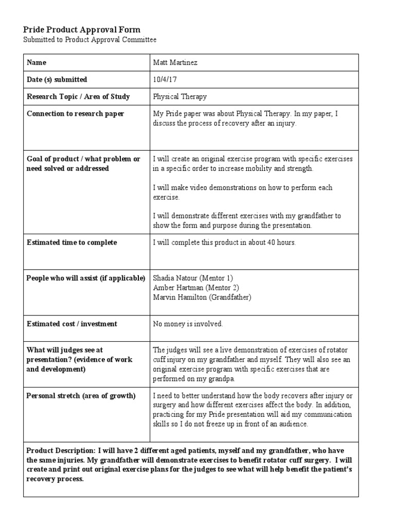 Product Approval Form - P | PDF