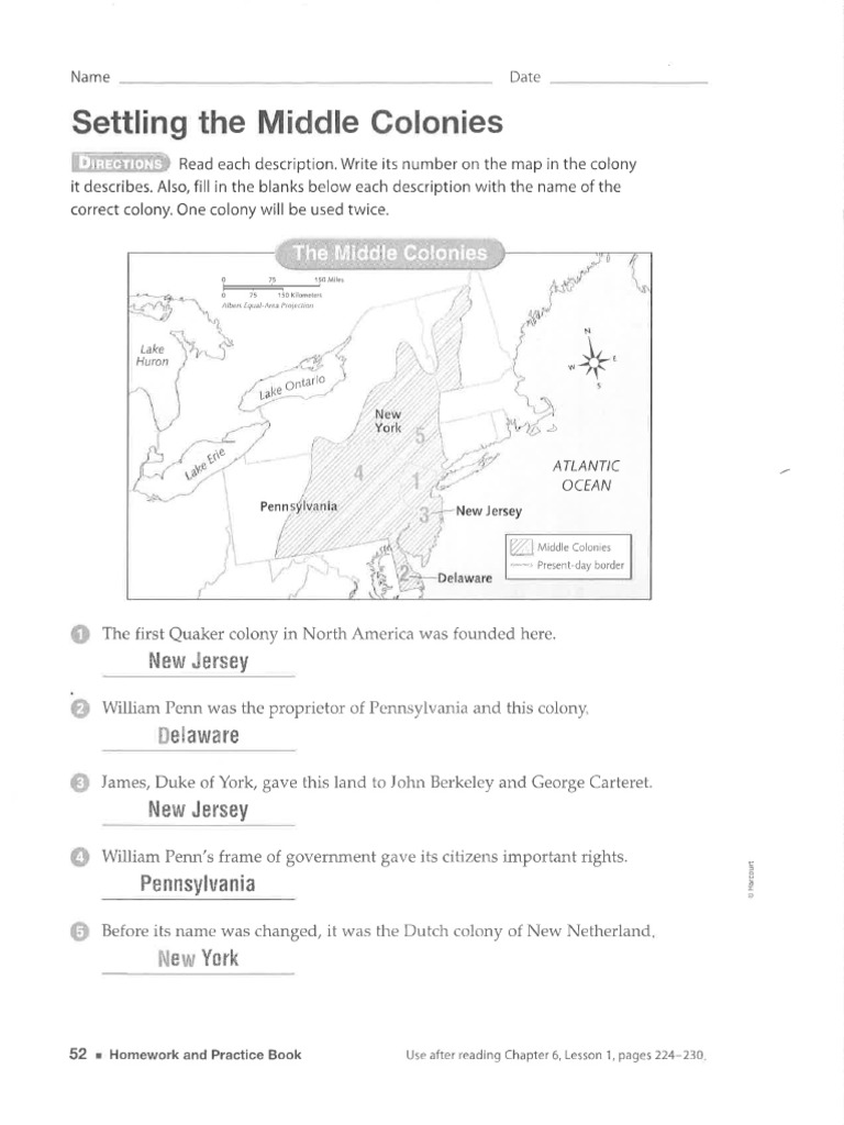 Middle Colonies Worksheets Answers | PDF