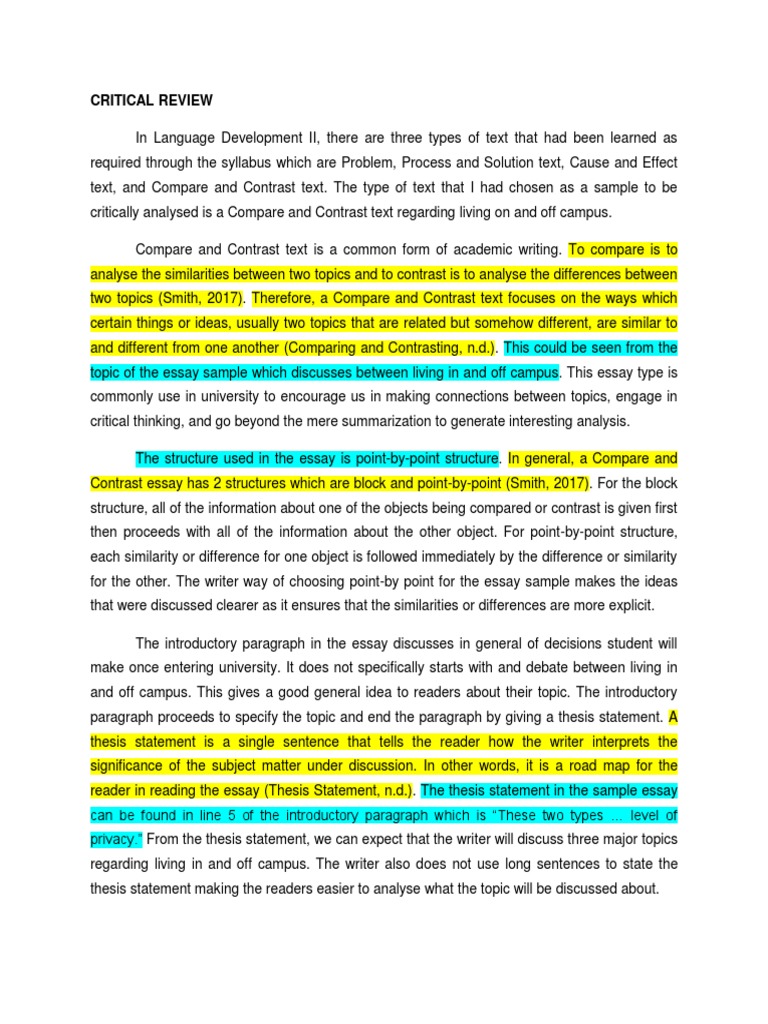 Critical Review of Cause and Effect Essay | PDF | Paragraph | Essays