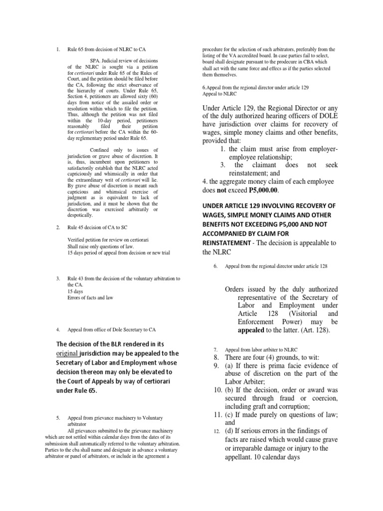 Rule 65 From Decision of NLRC To CA | PDF | Judgment (Law) | Certiorari