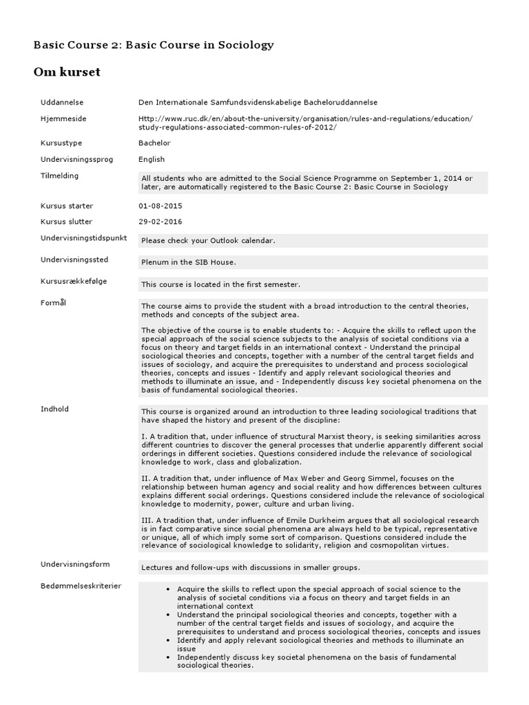 Course Description - Sociology | PDF | Sociology | Social Science