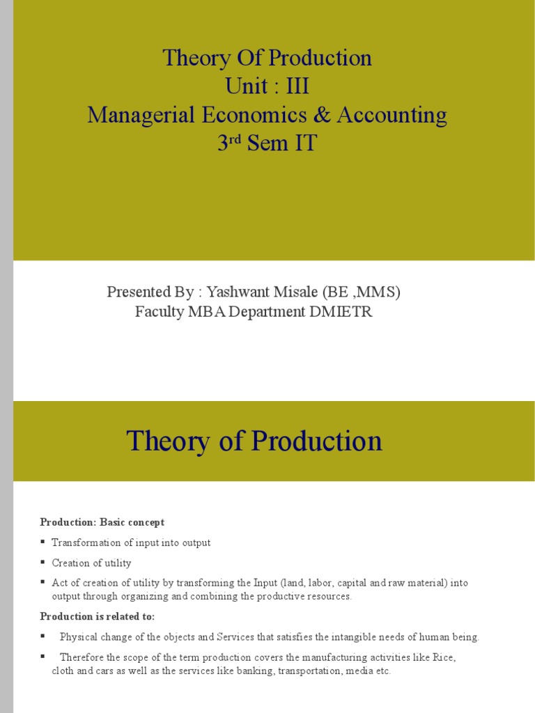 MEA Unit 3 Production Function | PDF | Average Cost | Production And ...