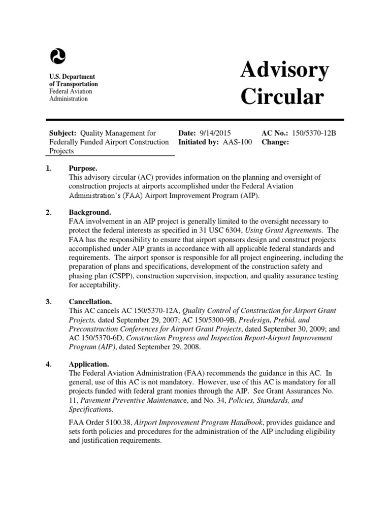 Quality Management For Federally Funded Airport Construction Projects ...