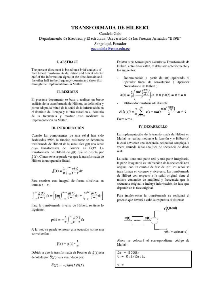 Paper Hilbert | PDF | Integral | Número complejo