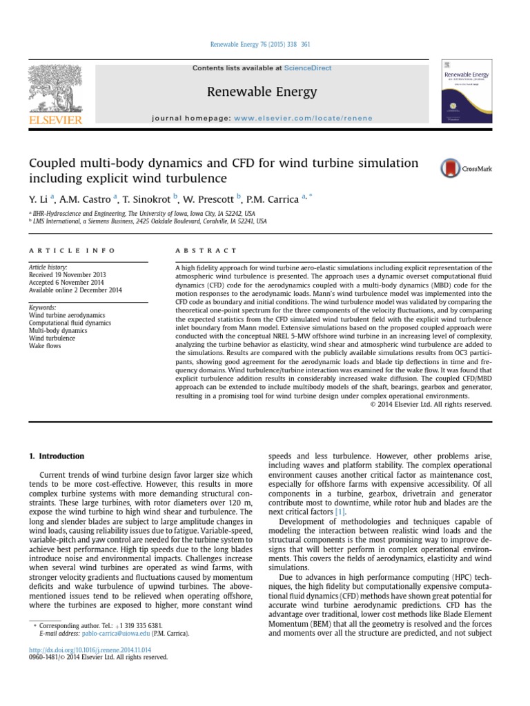 Coupled Multi-Body Dynamics and CFD For Wind Turbine Simulation ...