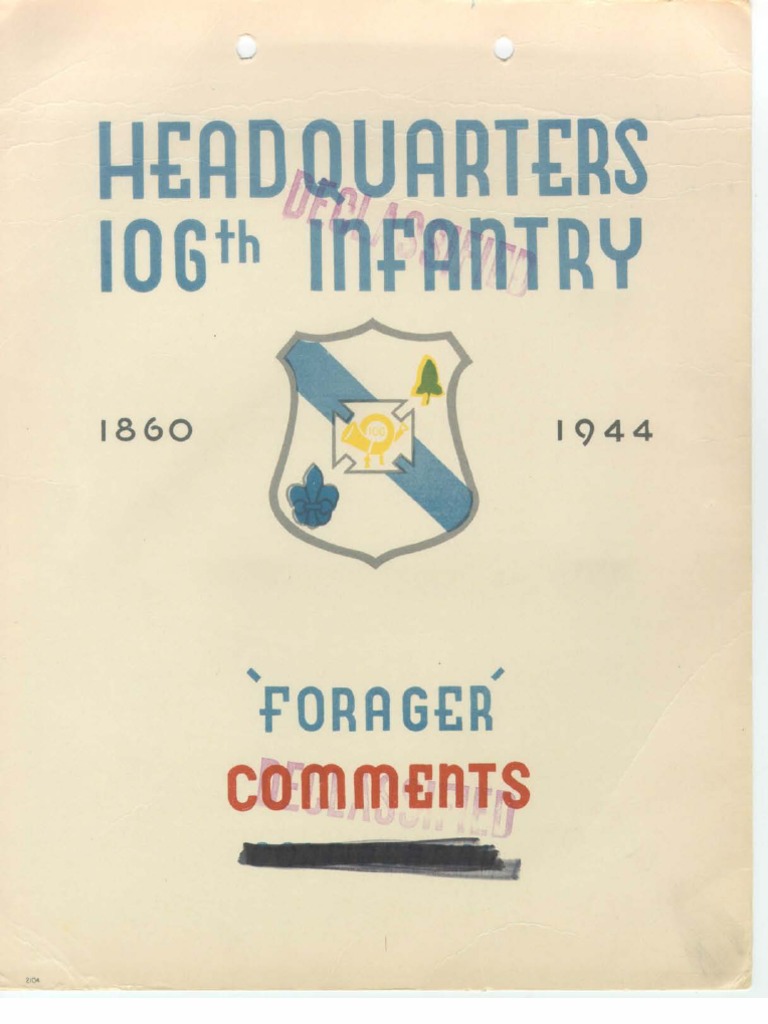 WWII 106th Infantry Division | PDF | Company (Military Unit) | Battalion