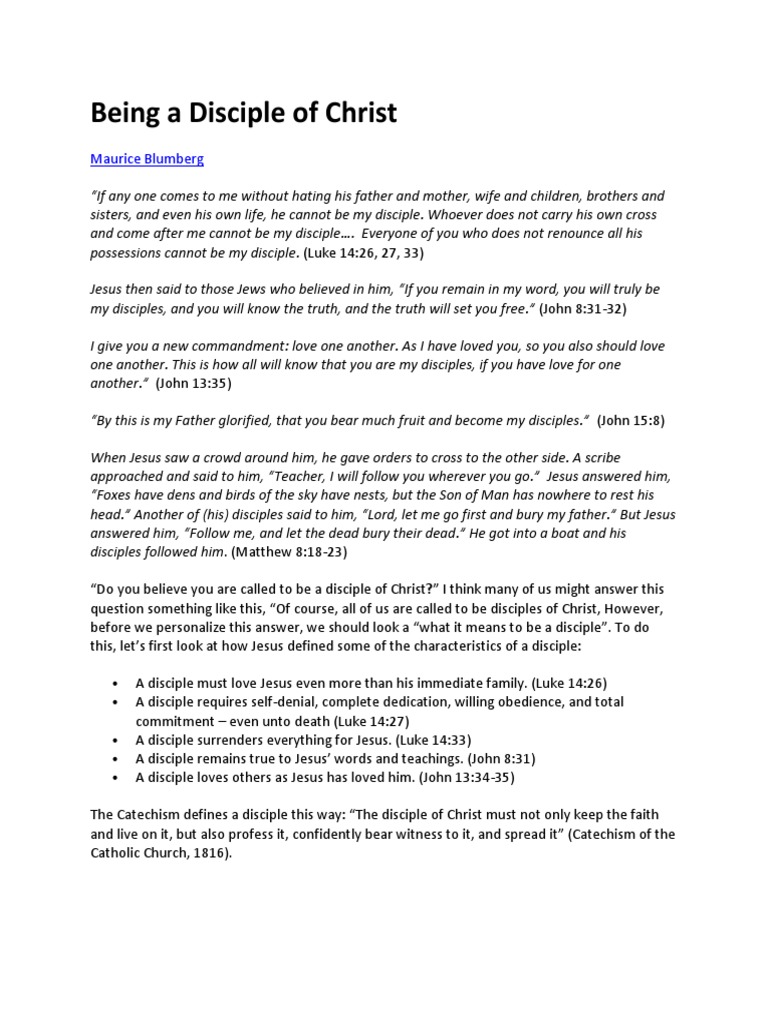 Being A Disciple of Christ | PDF | Disciple (Christianity) | Gospel Of Luke