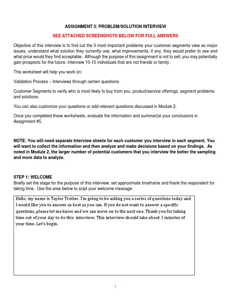 Assignment 3 - Problem Solution | PDF | Interview | Survey Methodology