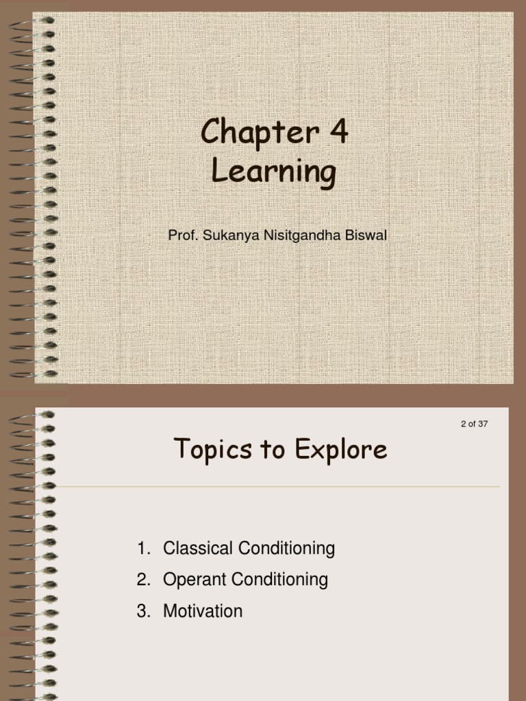 Learning: Prof. Sukanya Nisitgandha Biswal | PDF | Classical Conditioning | Reinforcement