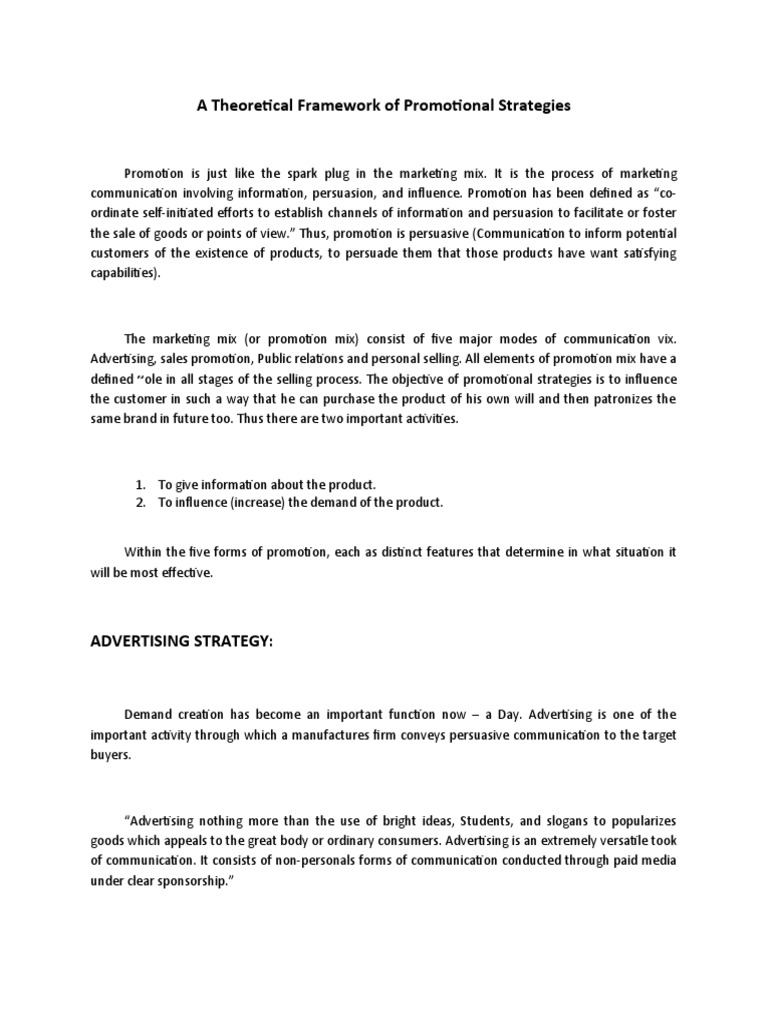 A Theoretical Framework of Promotional Strategies | PDF | Sales ...