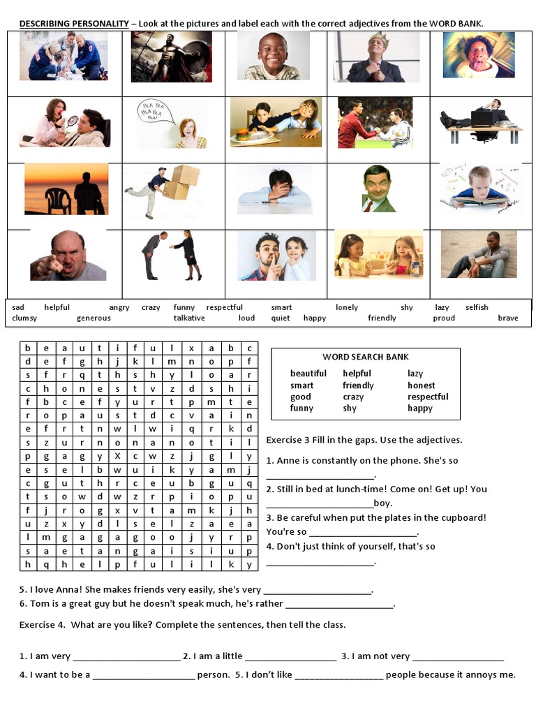 Describing People Personality Appearance Worksheet Templates Layouts ...