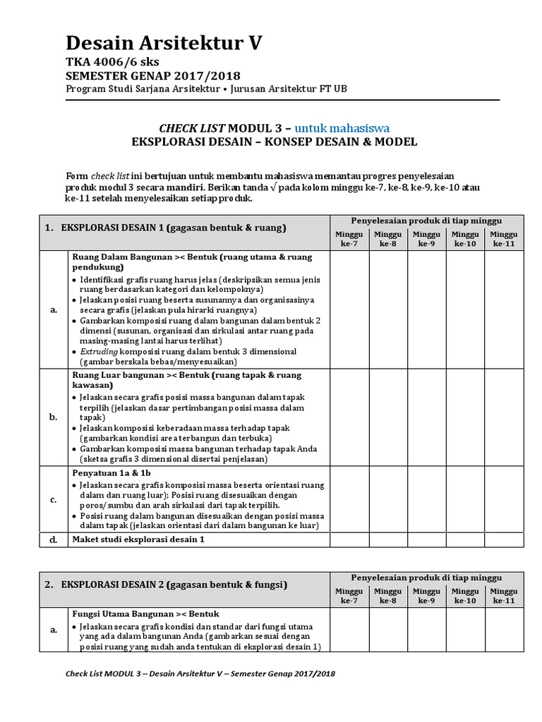 Form Check List MODUL 3 - DAV Genap 1718 | PDF | Seni