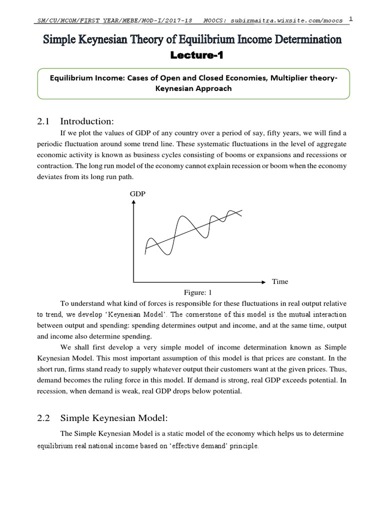 CU MCom MEBE MOD I Multiplier Theory Keynesian Approach Lecture 1 | PDF ...