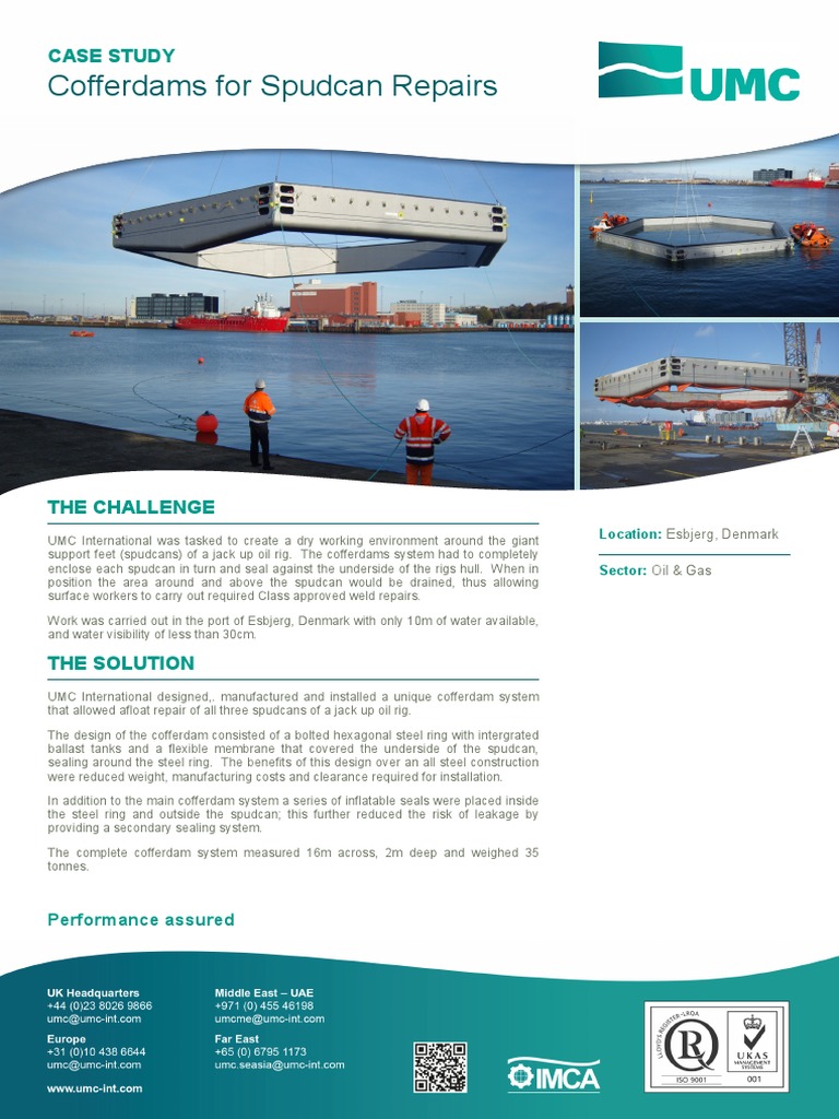 Case Study Cofferdams For Spudcan Repairs | PDF
