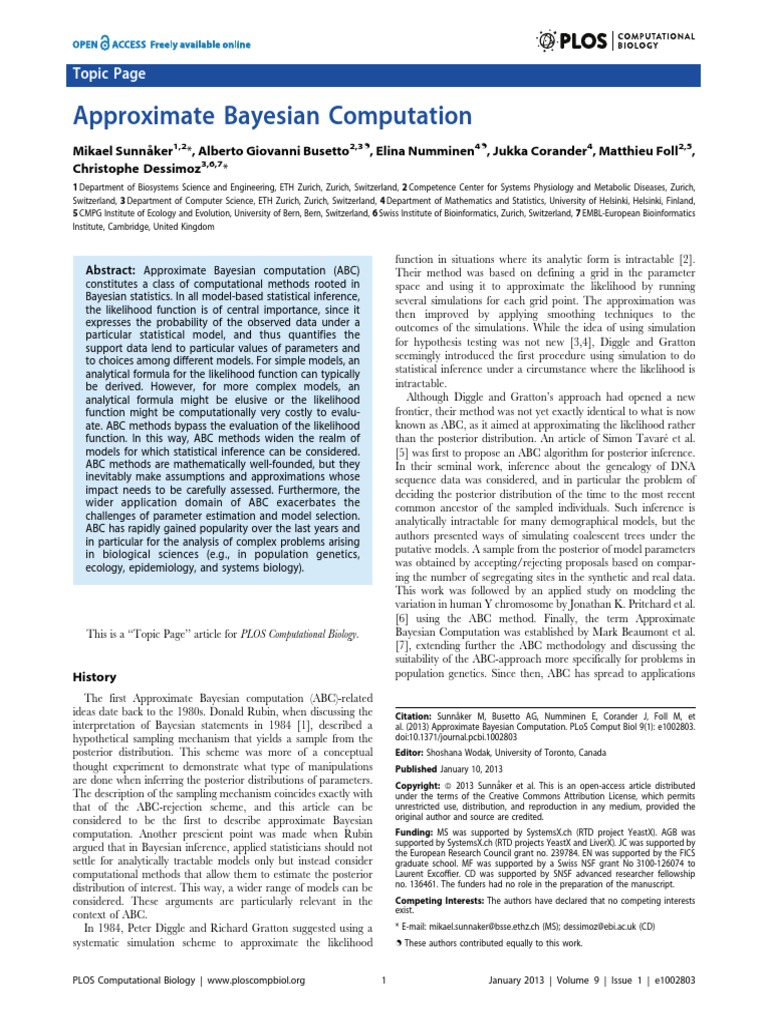 Approximate Bayesian Computation | PDF | Statistical Inference | Statistics