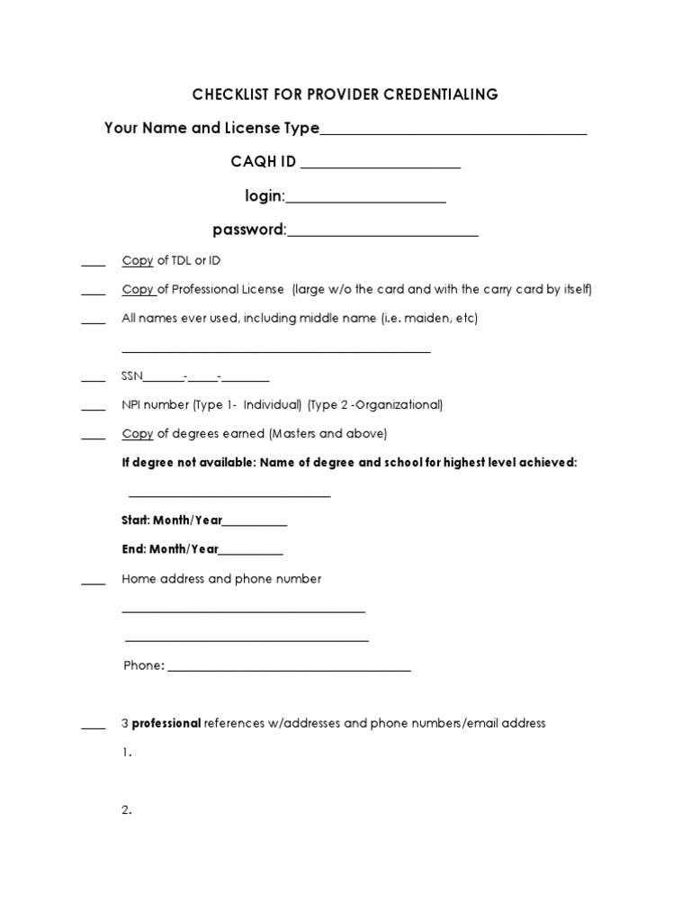 Checklist For Enrollment of Providers | PDF | Psychotherapy ...