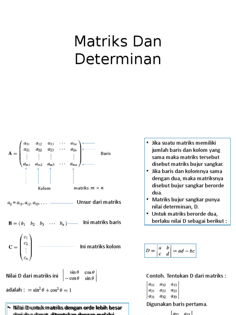 Matriks Dan Determinan | PDF | Metode & Bahan Ajar