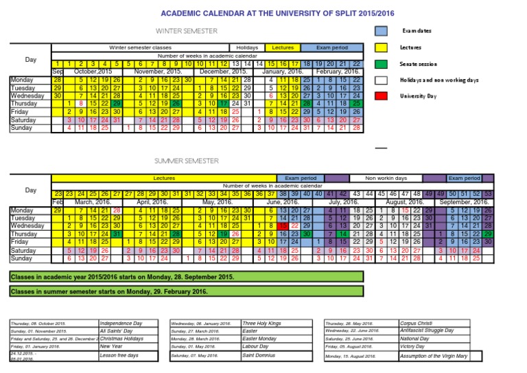Academic Calendar 2015-2016 | PDF | Academic Term | Christian Worship ...