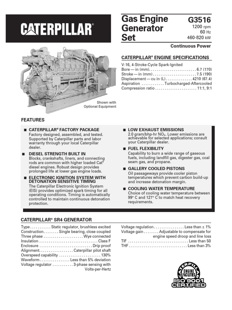 Datasheet G3516 1200 RPM | PDF | Diesel Engine | Engines