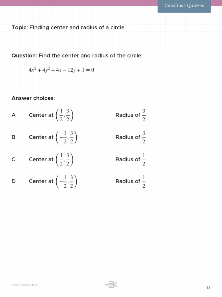 15 Finding Center and Radius of A Circle | PDF | Circle | Equations