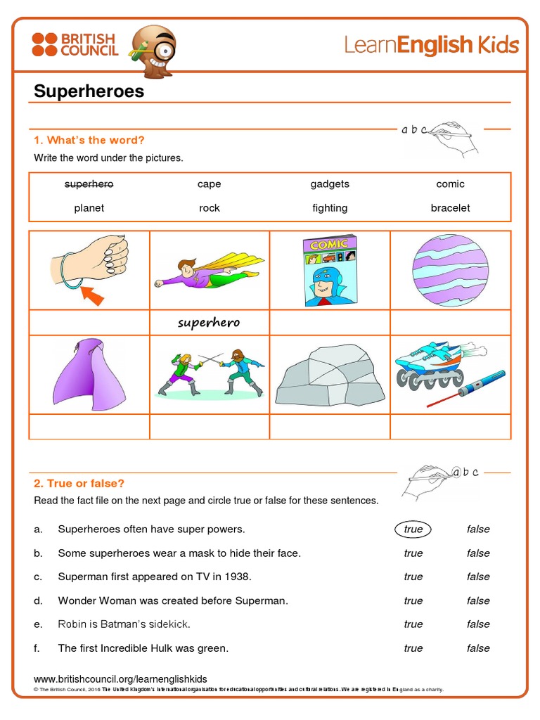 Reading Practice Superheroes Worksheet v2 | PDF