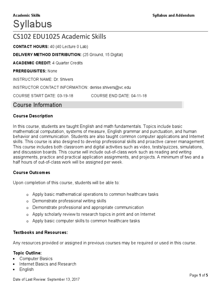 cs102 Syllabus1803mwf | PDF | Homework | Lecture
