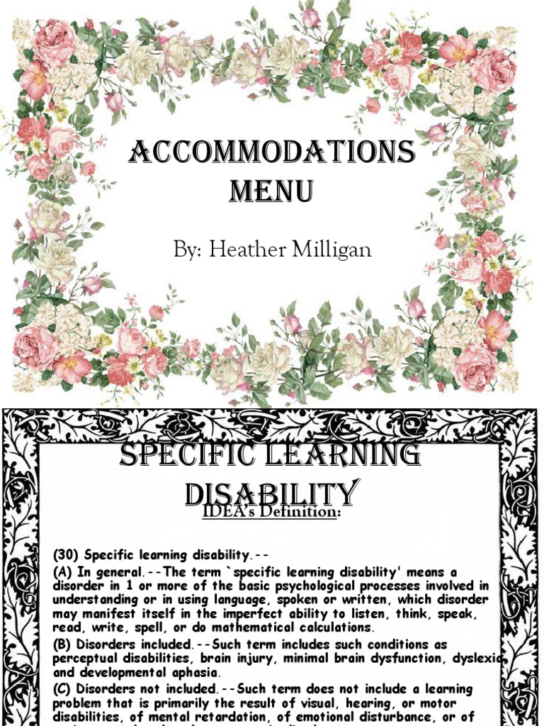 Accomodation Menu | PDF | Intellectual Disability | Visual Impairment