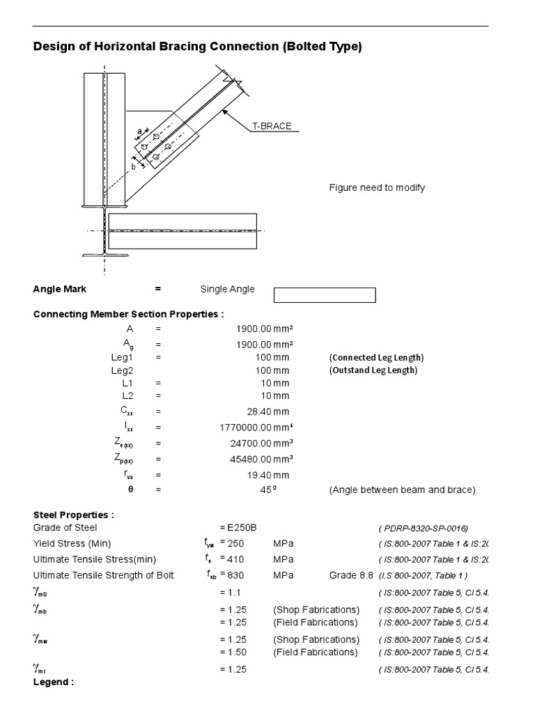 Horizontal Bracing Connection Design | PDF | Yield (Engineering) | Screw