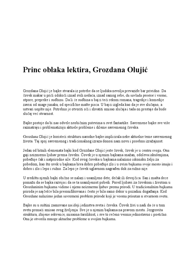 Princ Oblaka Lektira | PDF