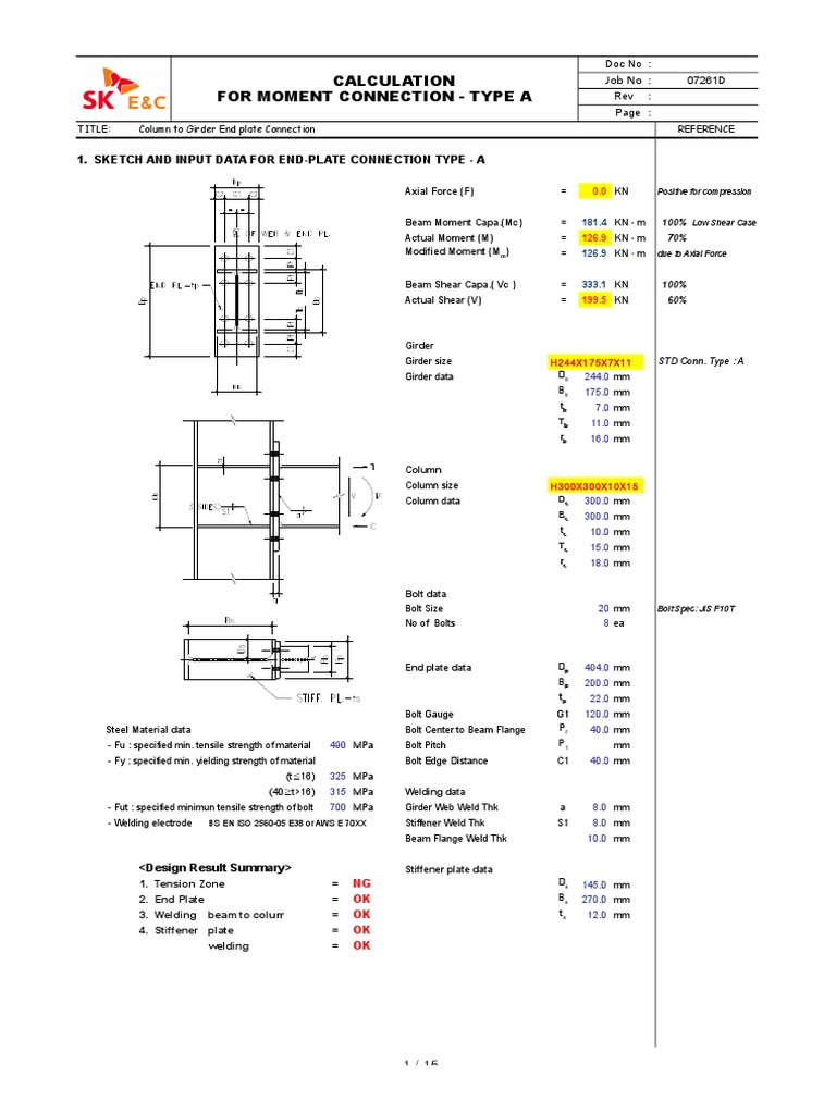 Calculation For Moment Connection - Type A | PDF | Screw | Beam (Structure)
