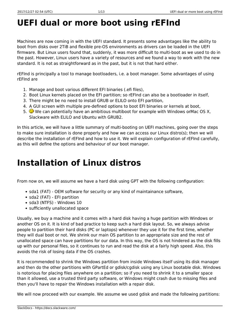 Uefi Dual or More Boot Using Refind | PDF | Booting | Linux Distribution