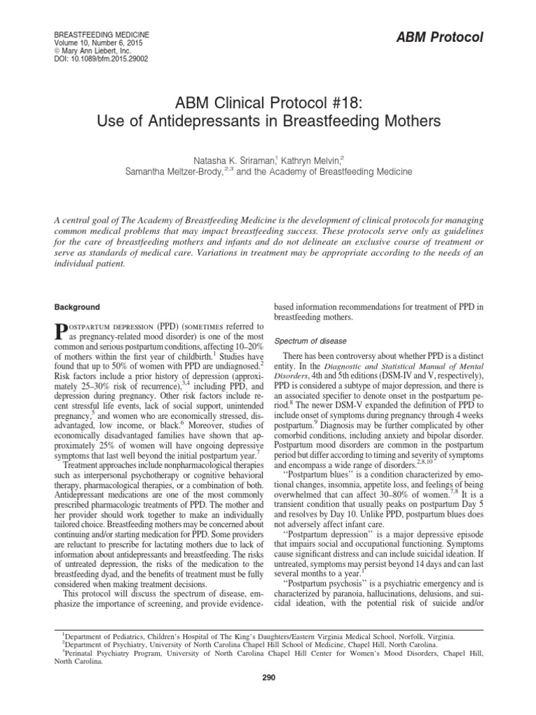 Abm Clinical Protocol 18 PDF | PDF | Antidepressant | Selective ...