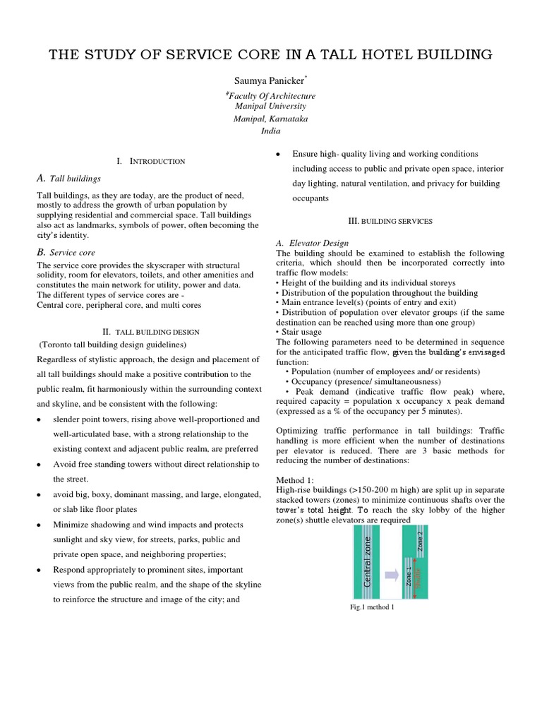The Study of Service Core in A Tall Hotel Building: Saumya Panicker ...