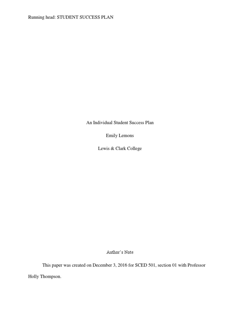 Student Success Plan | PDF | Learning Disability | Educational Psychology