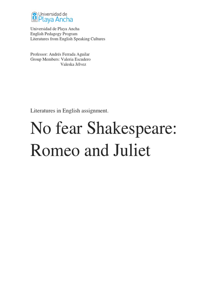 No Fear Shakespeare: Romeo and Juliet: Literatures in English ...