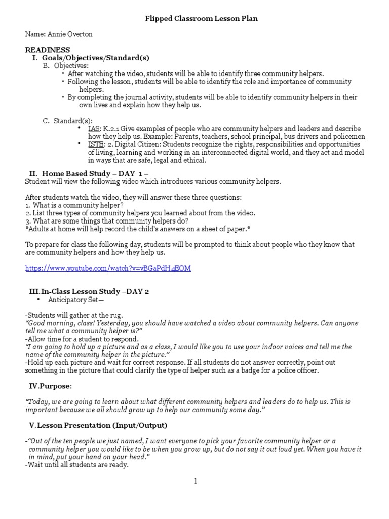 Edu 200 Flipped Classroom Lesson Plan Template | PDF | Lesson Plan ...