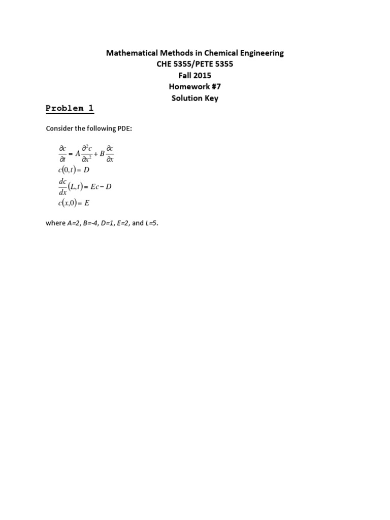 Mathematical Methods in Chemical Engineering CHE 5355/PETE 5355 Fall ...