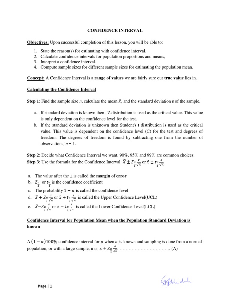 Confidence Interval Calculation Guide | PDF | Confidence Interval | Sample Size Determination
